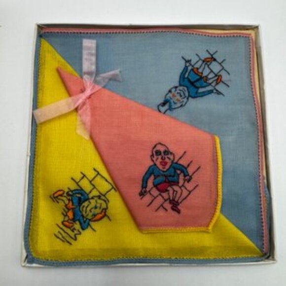 Vintage | Other | Vintage Kiddies Kerchiefs Humpty Dumpty Embroidered ...
